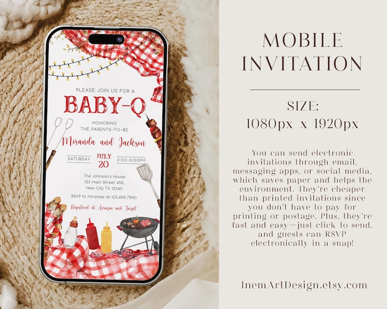 BBQ Baby Shower Invitation: Editable Baby-q Canva Template (digital ...