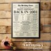 2001 Poster, 22nd Birthday Newspaper Sign, 2001 Birthday Poster INSTANT ...