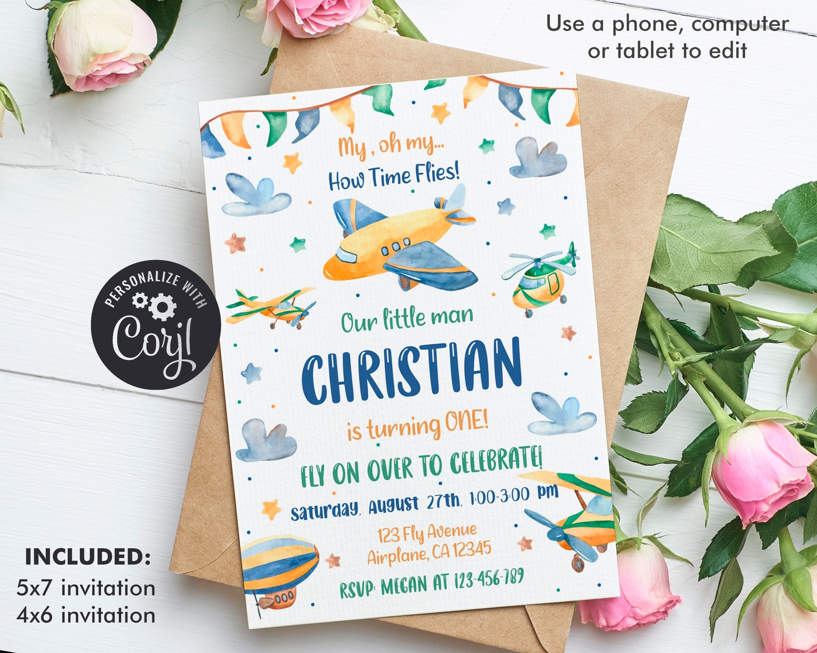 Airplane Birthday Invitation Airplane Invitation for Boy - Etsy