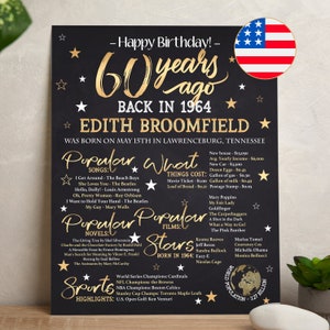 60th Birthday 1964, 60th Years Ago in 1964, Back in 1964, Personalized ...