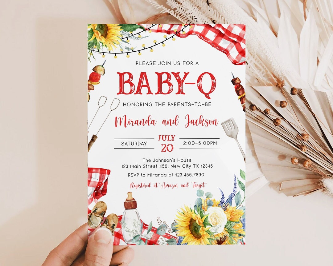 Baby-q Baby Shower Invitation, BBQ Baby Shower Invite, Backyard Baby ...