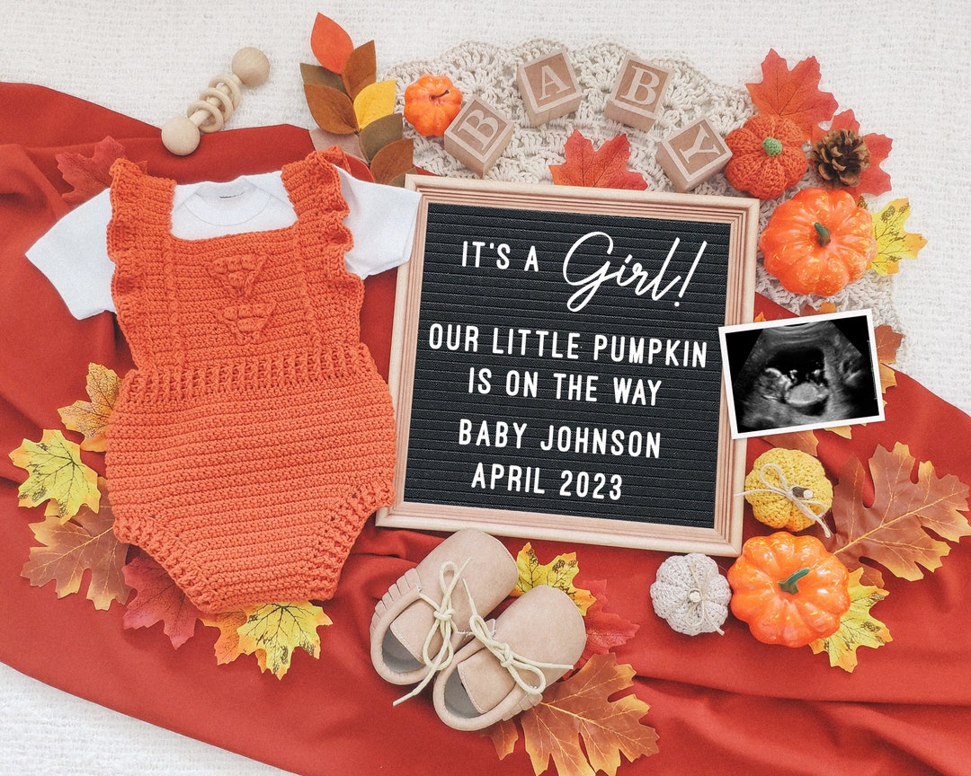 Girl Pregnancy Announcement Digital for Social Media, Fall Baby ...