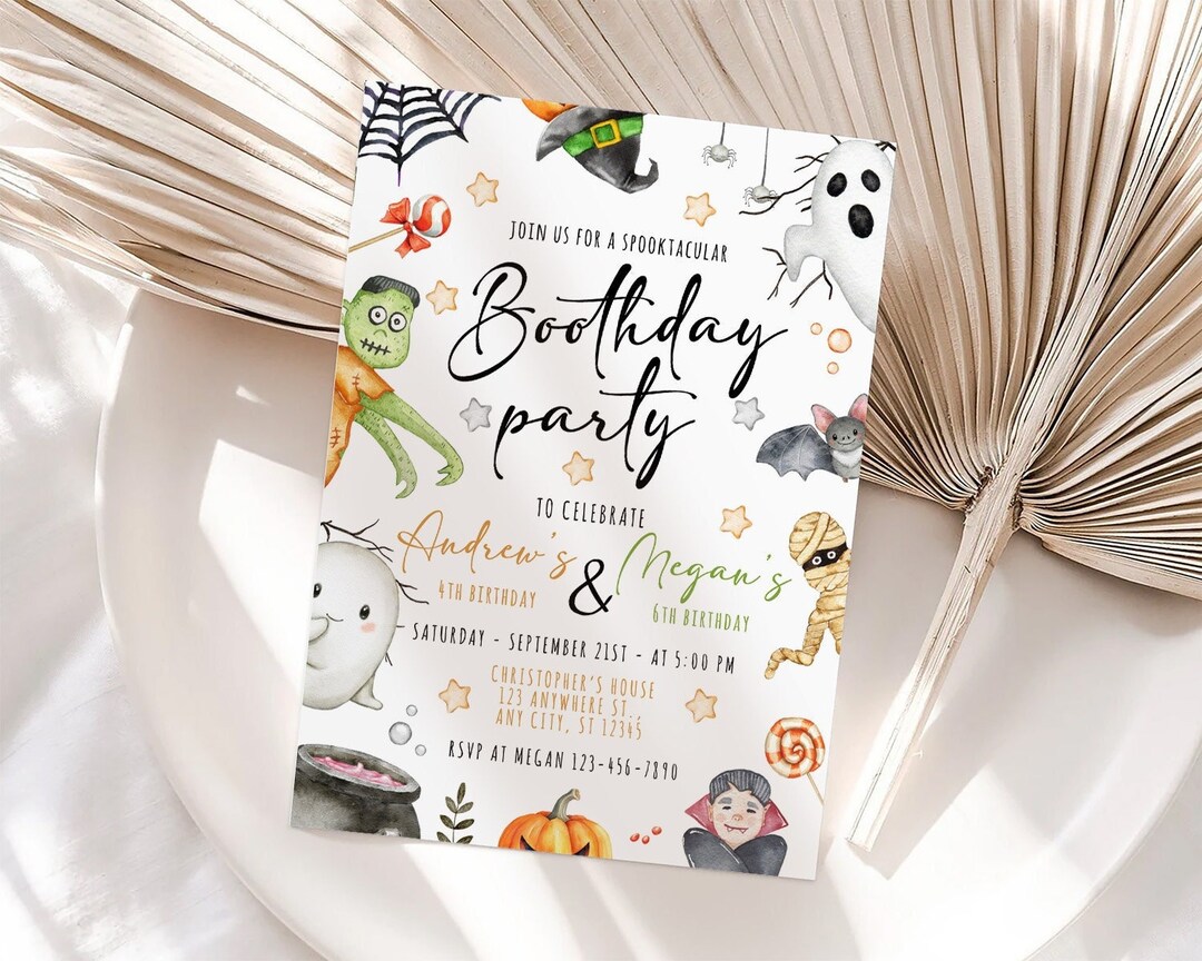 EDITABLE Halloween Birthday Invitation, Boo Halloween Birthday ...