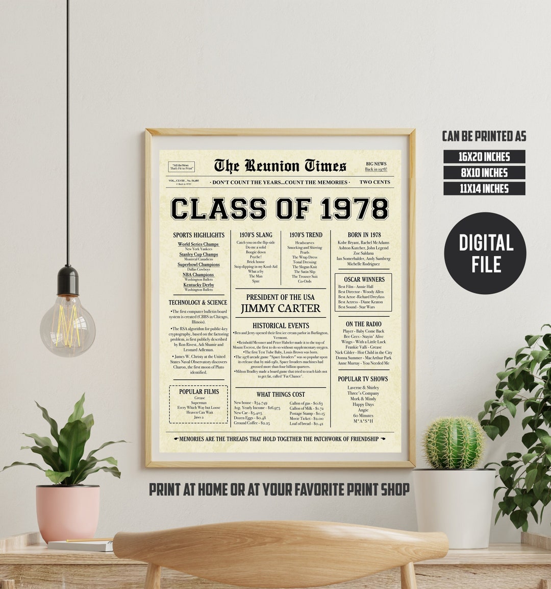 Class of 1978 NEWSPAPER Poster 1978 Class Reunion High School Reunion ...