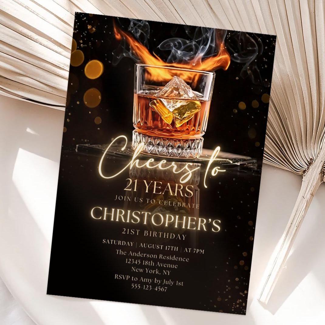 Whiskey Birthday Invitation: Editable Adult Men's Party (digital File ...