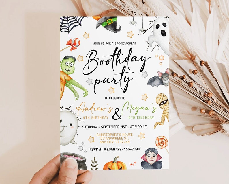 Editable Halloween Birthday Invitation: Spooky Boo-thday Party (digital ...
