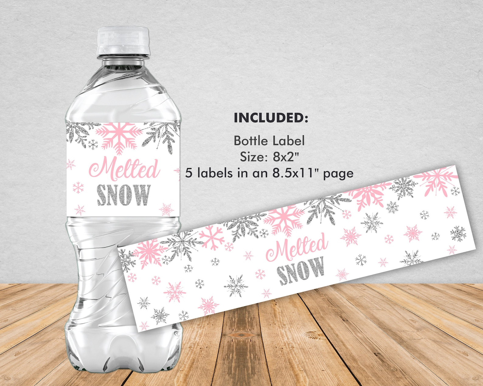 Melted Snow Water Bottle Label Winter Onederland Bottle - Etsy