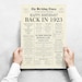 Back in 1923 UK 100th Birthday Gift, 1923 Newspaper Sign, BRITISH 1923 ...