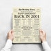 2001 Poster, 22nd Birthday Newspaper Sign, 2001 Birthday Poster INSTANT ...