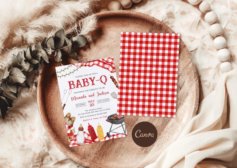 BBQ Baby Shower Invitation: Editable Baby-q Canva Template (digital ...