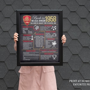 65th Birthday PERSONALIZED Chalkboard Poster Sign, Birthday Poster, 65 ...