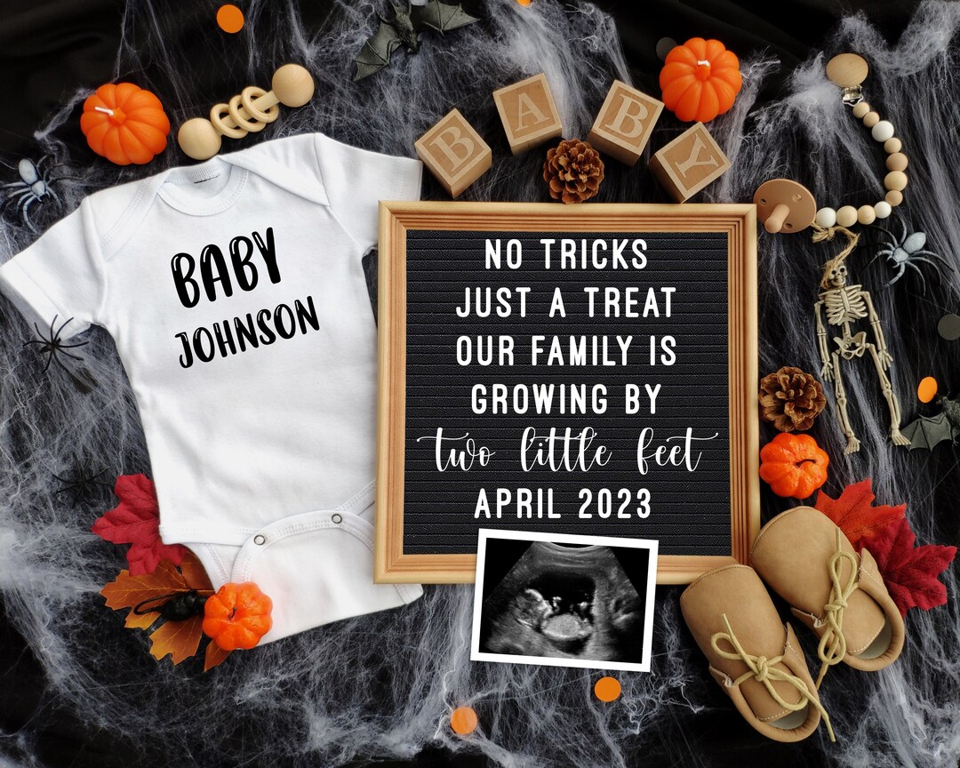 Halloween Pregnancy Announcement Digital, Fall Baby Announcement ...
