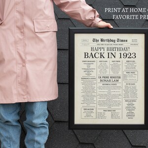 Back in 1923 UK 100th Birthday Gift, 1923 Newspaper Sign, BRITISH 1923 ...