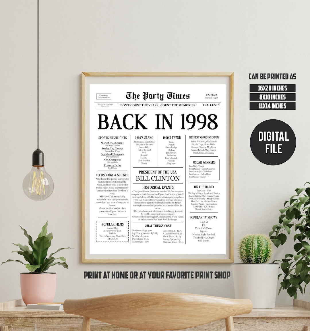 1998 25th Birthday Back in 1998 Last Minute Gift Fun Facts 1998 25th ...