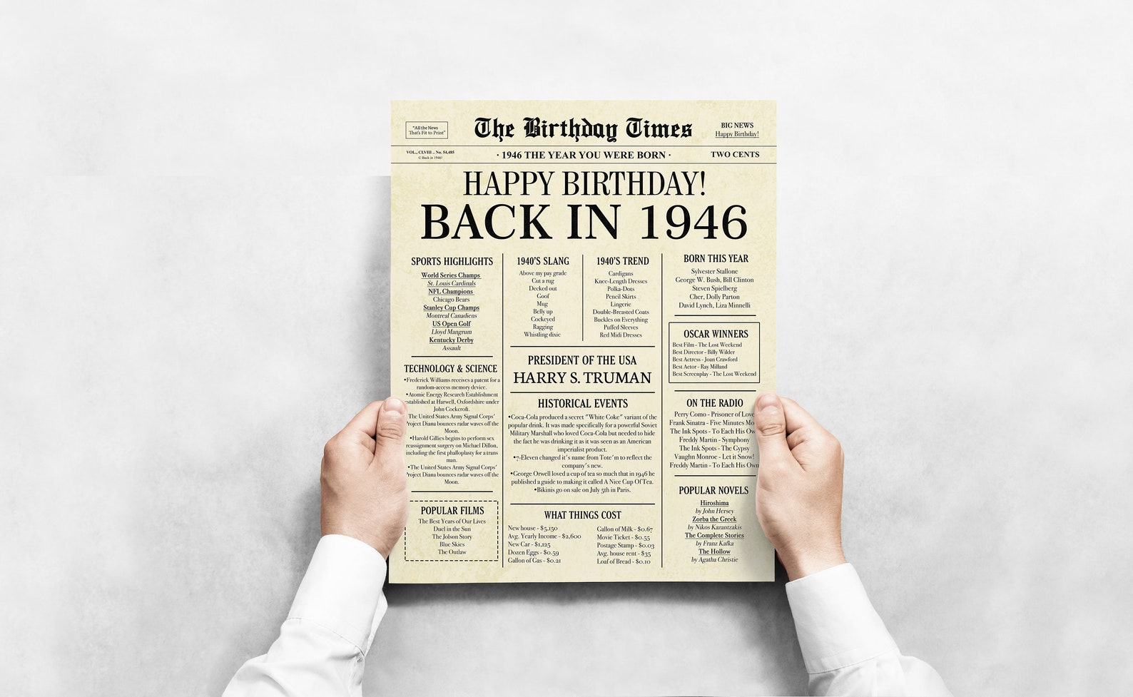 1946 Poster, 78th Birthday Newspaper Sign, 1946 Birthday Poster INSTANT ...