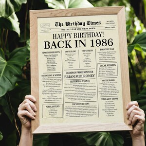 Back in 1986 CANADA 37th Birthday Newspaper Sign Canadian 1986 Birthday ...