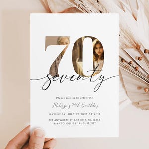 70th Birthday Invitation Template: Minimalist Photo Design (digital ...
