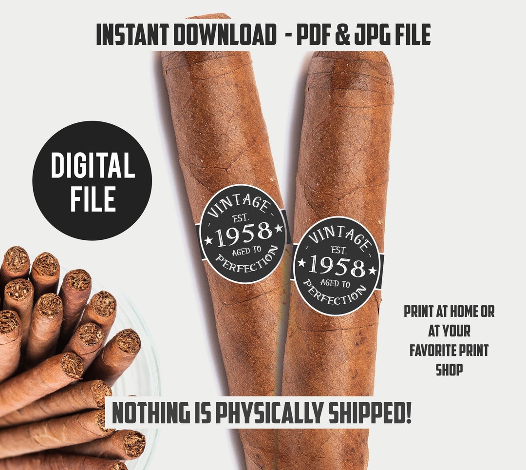 Cigar Labels 65th Birthday Cigar Band, Cheers to 65 Years Cigar Labels ...
