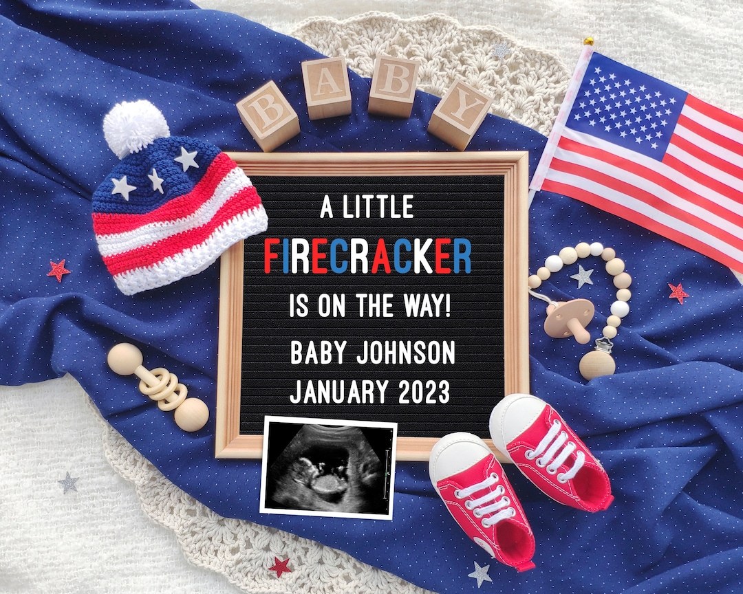 4th of July Pregnancy Announcement: Firecracker Baby (digital Template ...