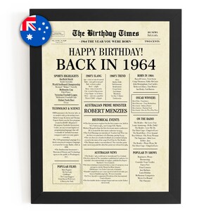 1964 AUSTRALIA, 60th Birthday Newspaper Print Australian, 1964 Birthday ...
