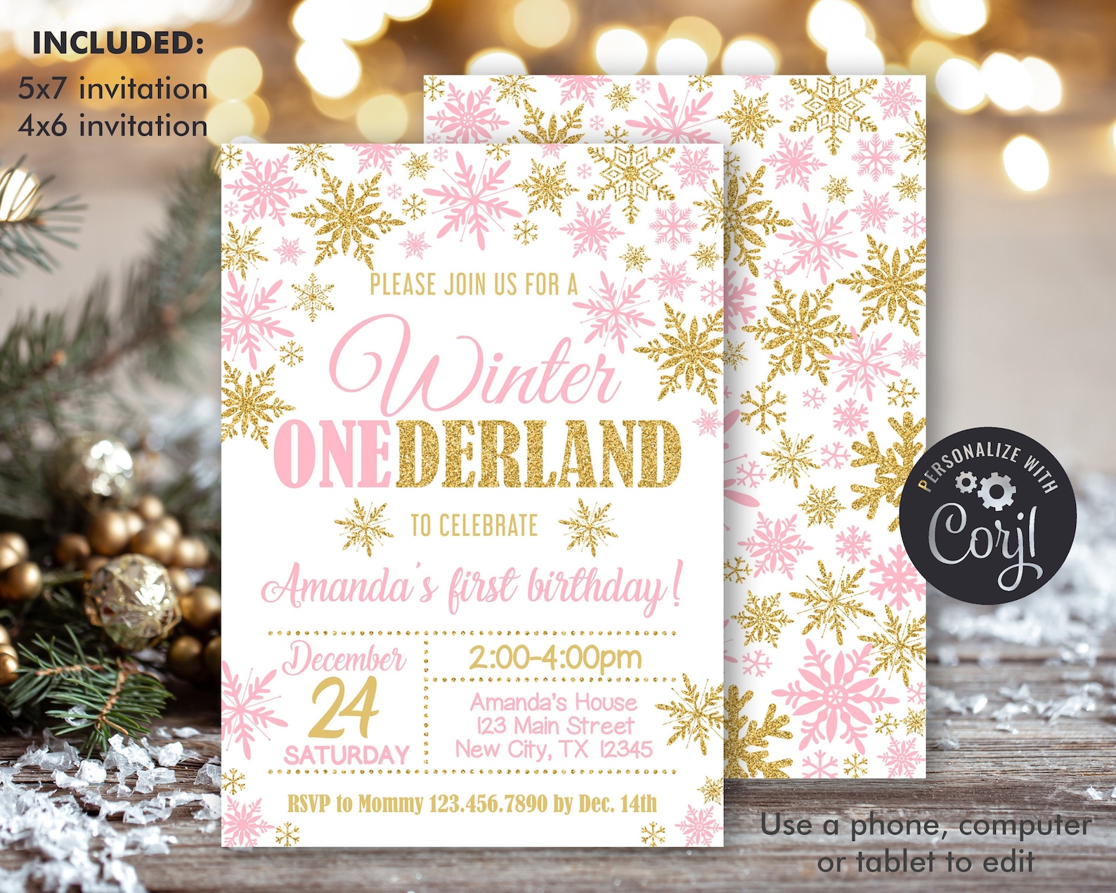 Winter Onederland Invitation Girl 1st Birthday Invitation - Etsy