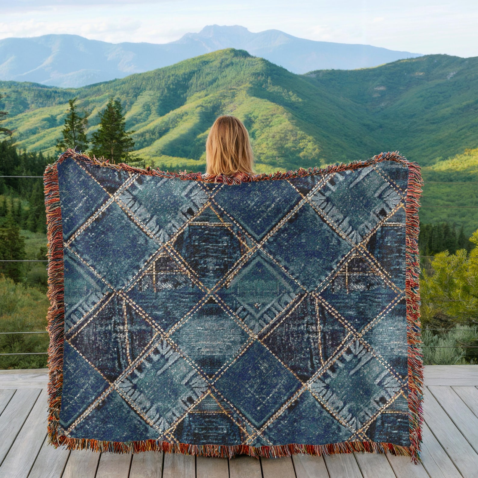 Quilted Jean Artwork Woven Blanket: Cozy Cotton Throw - Etsy