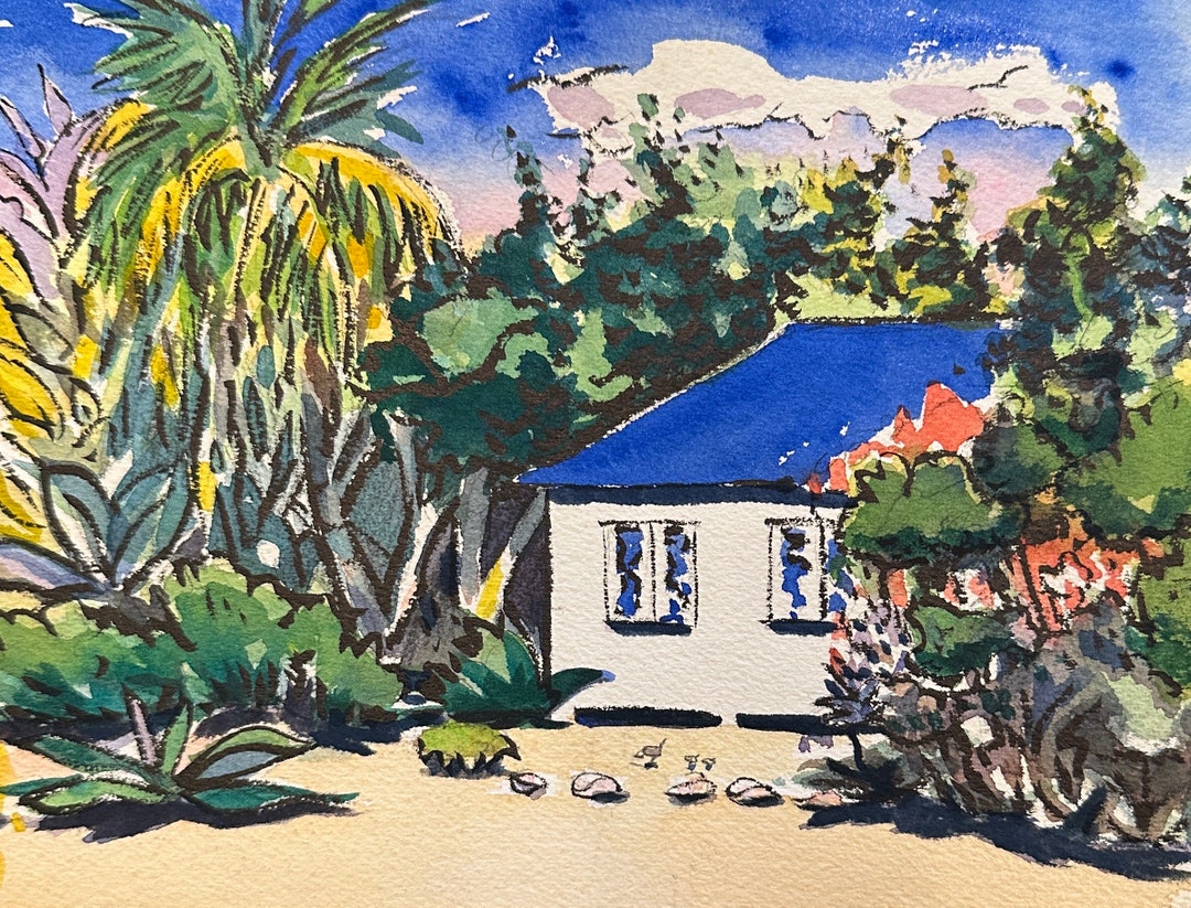 Miss Lassies Wee Cottage Cayman - Watercolor Print - Etsy