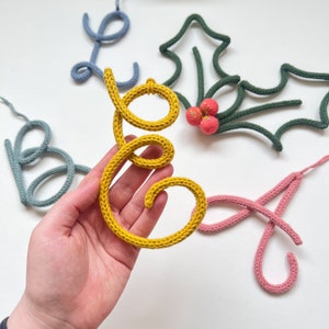 Knitted Wire Word Hanging Initial Decoration / Hanging Decoration / Stocking Gift Tag ...