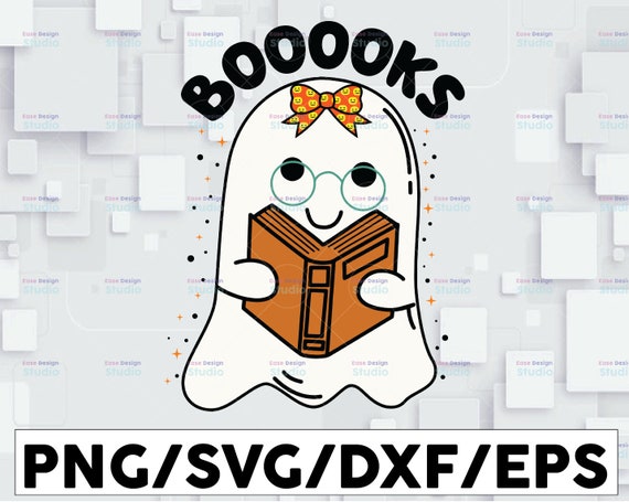 Booooks Svg Cute Ghost Reading Library Books Svg Halloween - Etsy