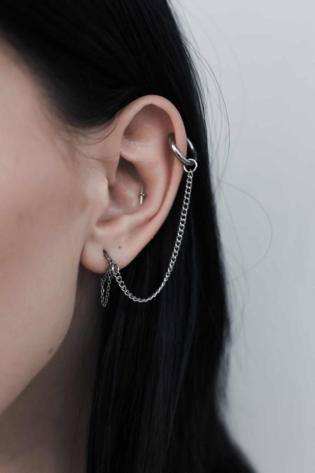 Bound Ear Chain | Lobe to Cartilage | Custom Stainless Steel Earring ...