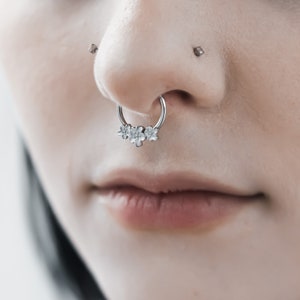 Titanium Sakura Septum Ring | Cherry Blossom Piercing Jewelry | Dainty ...