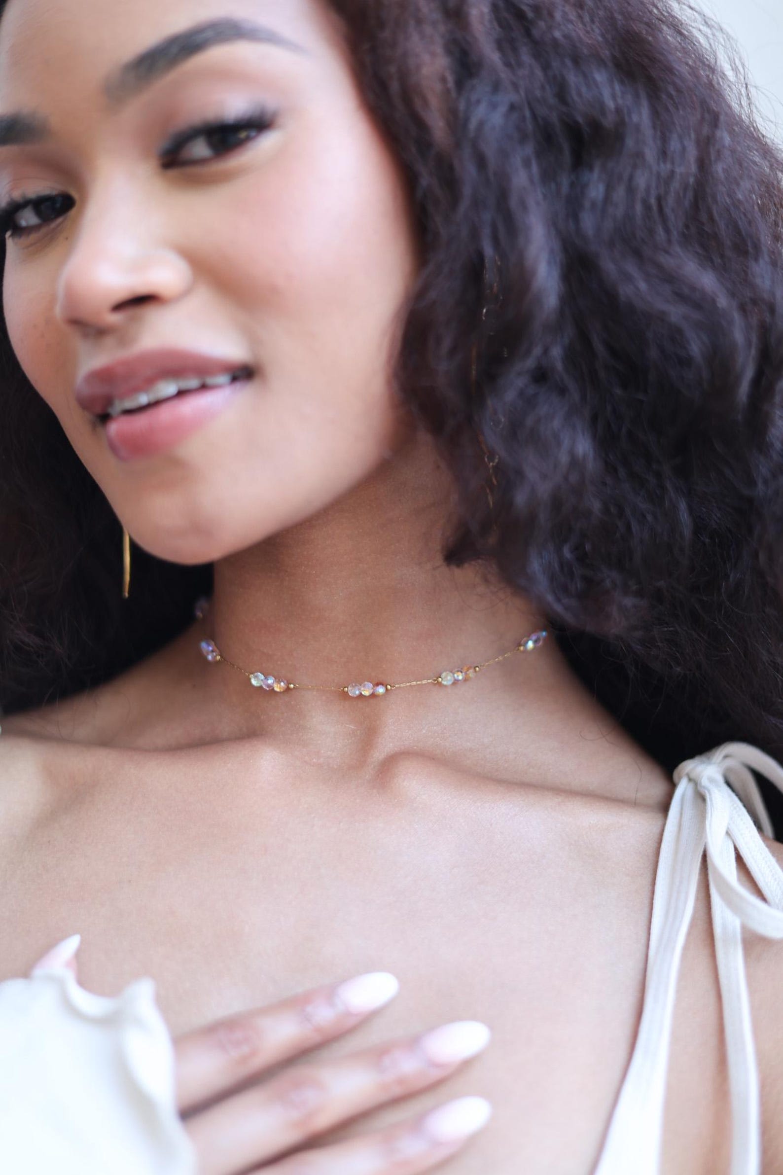 Pixie Tears | Pink Fairycore Beaded Choker Necklace | Fantasy Jewelry ...