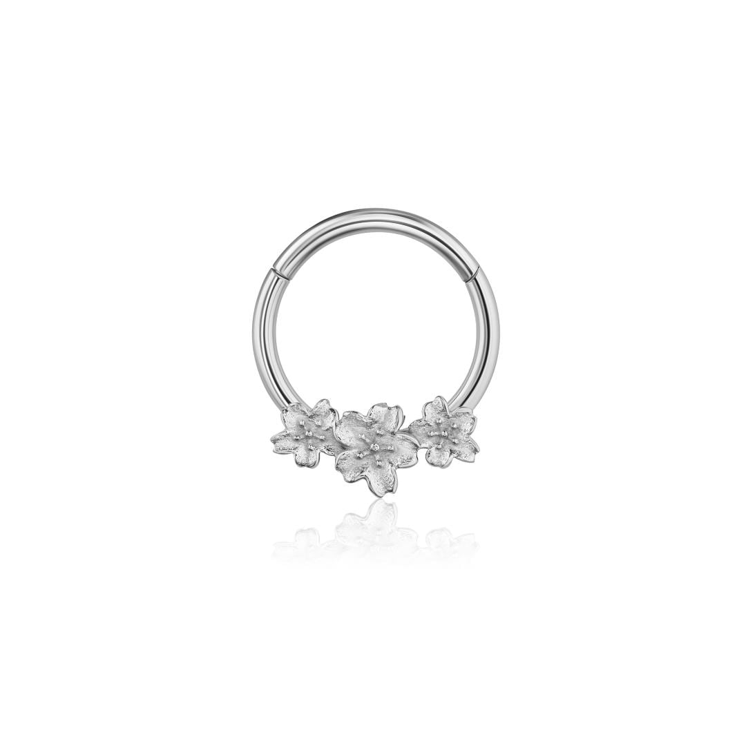 Titanium Sakura Septum Ring | Cherry Blossom Piercing Jewelry | Dainty ...