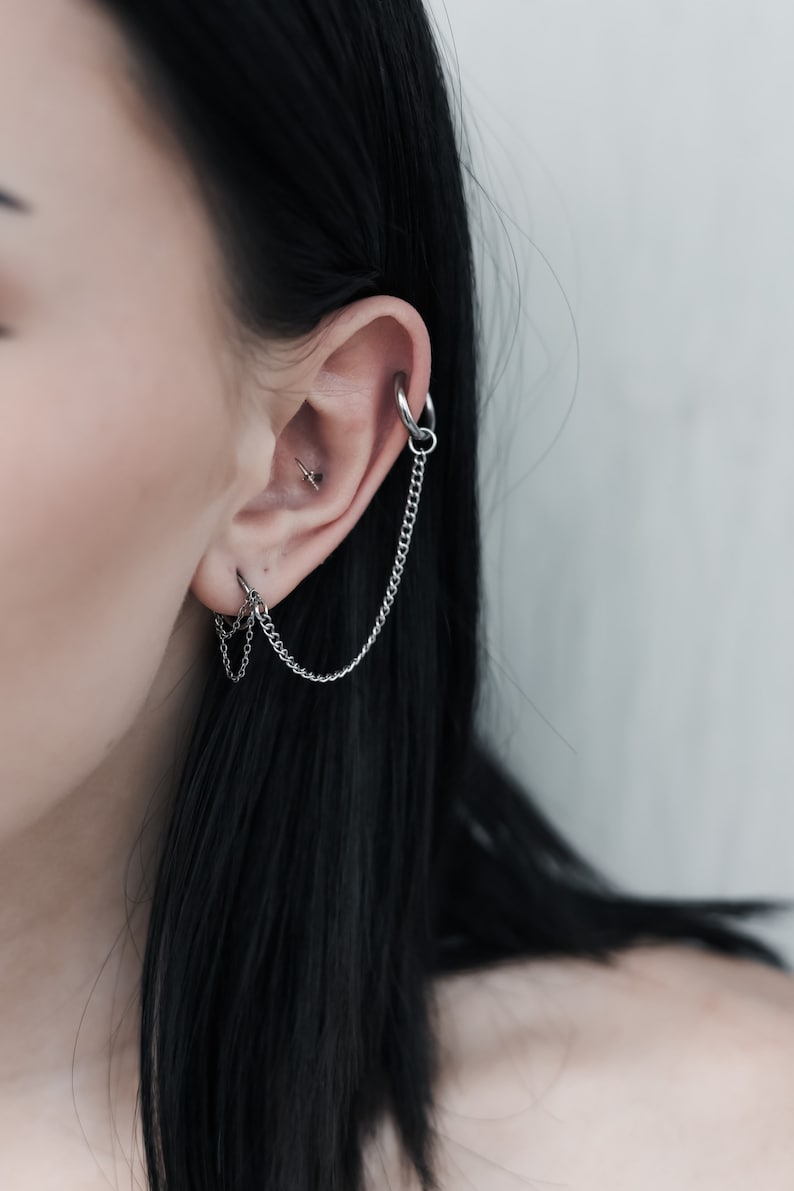 Bound Ear Chain | Lobe to Cartilage | Custom Stainless Steel Earring ...