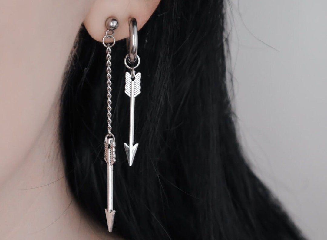 Rain of Arrows Duo | Asymmetrical Arrow Earrings | Stainless Steel Alt ...