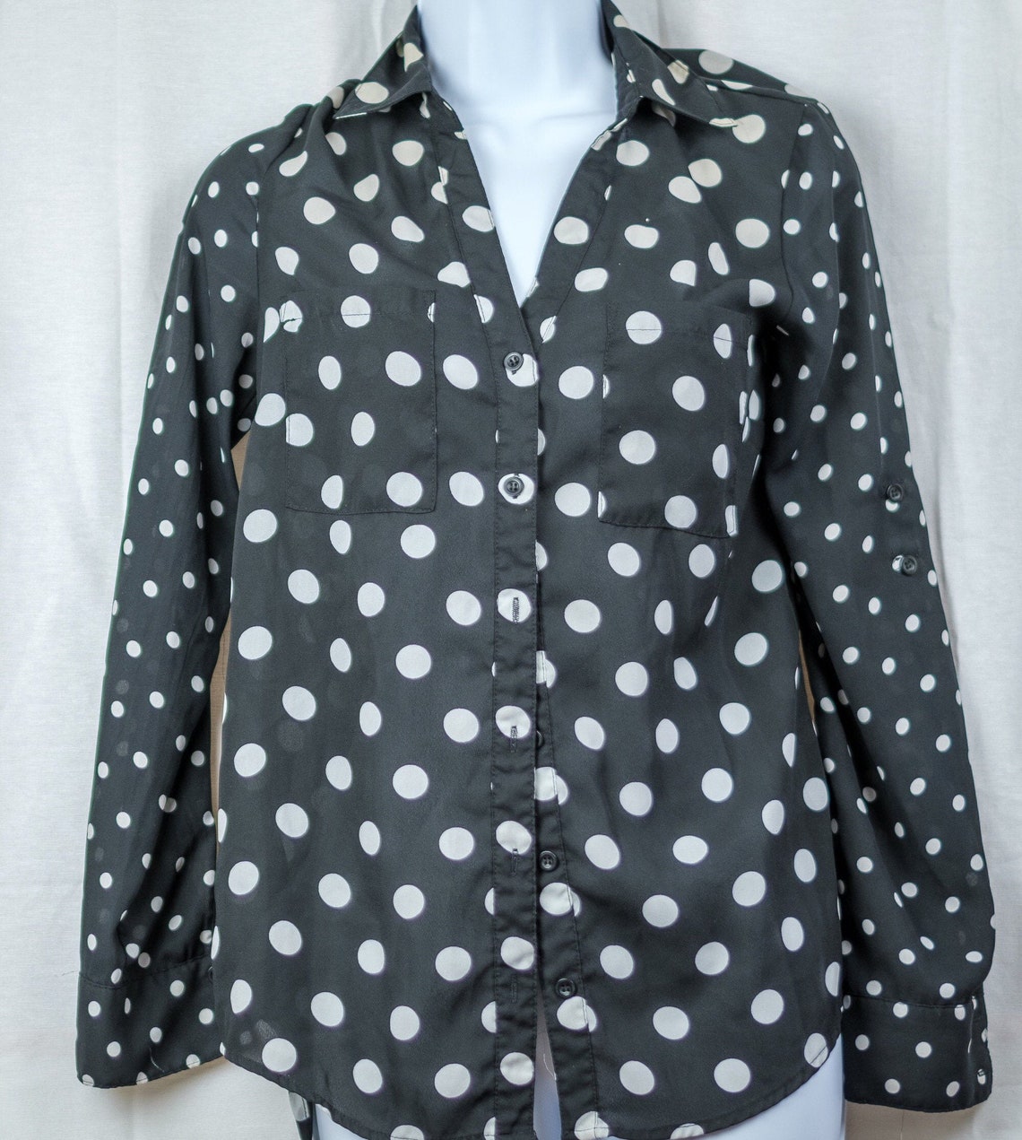 Black And White Polka Dot Womens Shirt Etsy