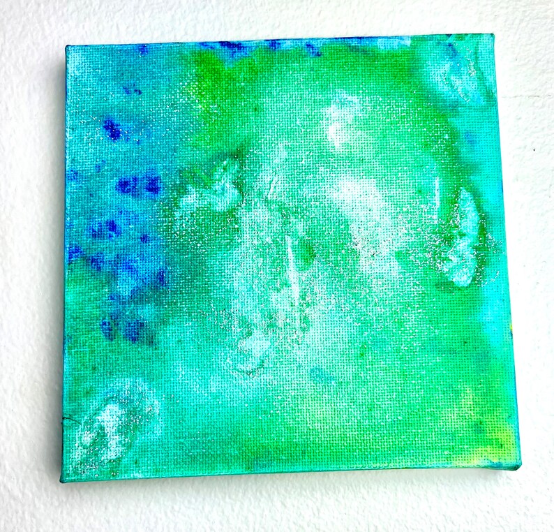 Watercolor on Canvas Art, Green and Blue - Etsy