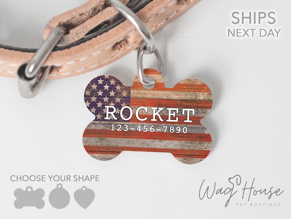 American Flag Pet Tag Personalized Dog Tag Patriotic Pet - Etsy