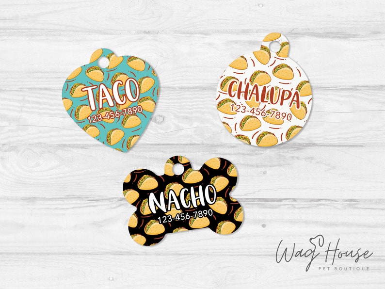Taco Pet Tag Food Dog Tag Fiesta Dog Tag Custom Taco Cat | Etsy