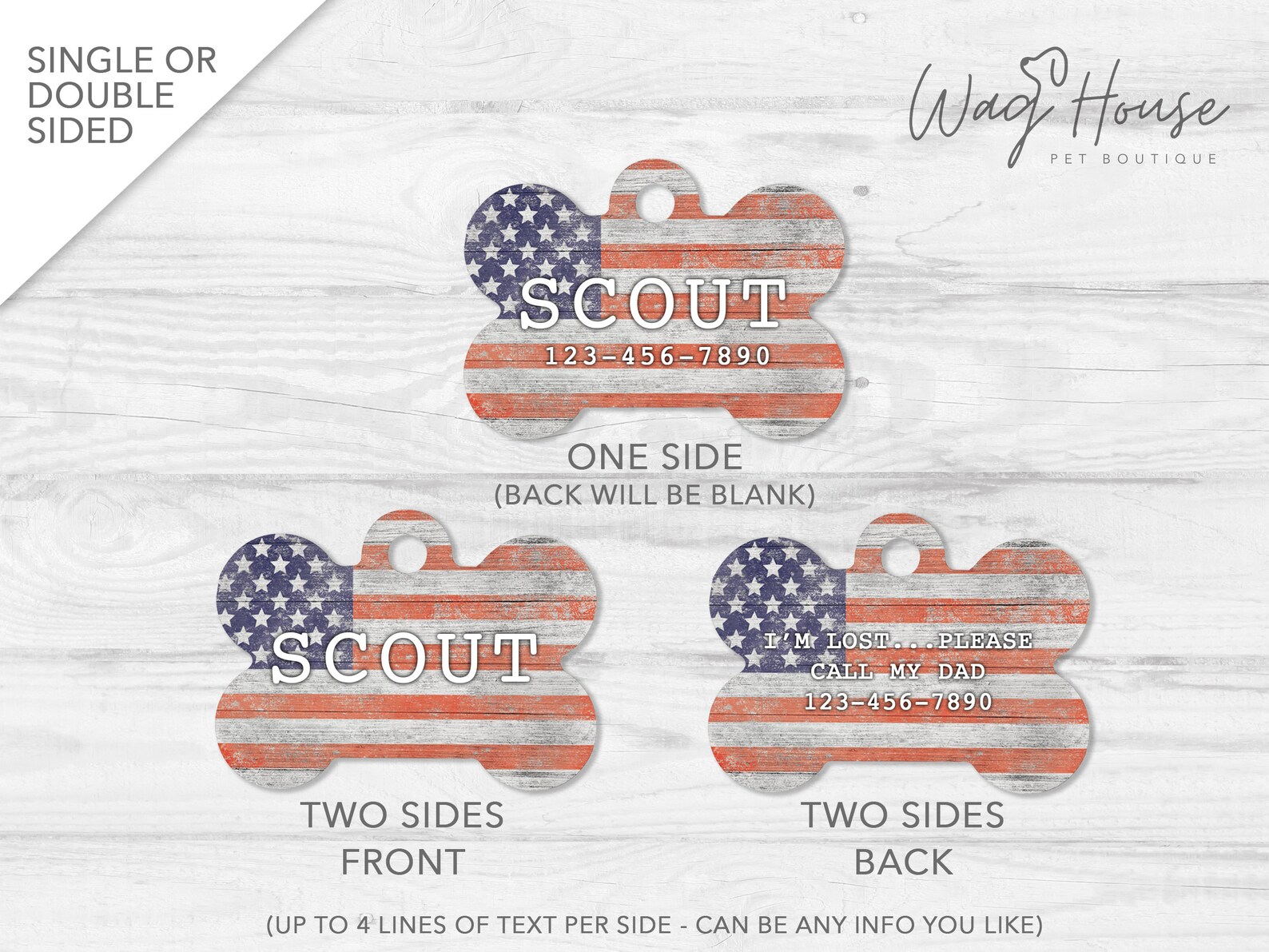 American Flag Pet Tag Personalized Dog Tag Patriotic Pet - Etsy