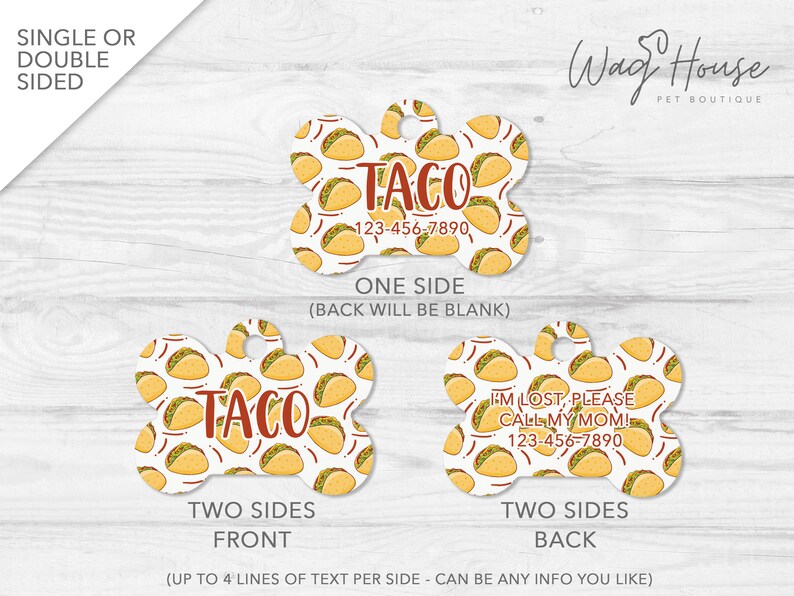 Taco Pet Tag Food Dog Tag Fiesta Dog Tag Custom Taco Cat - Etsy
