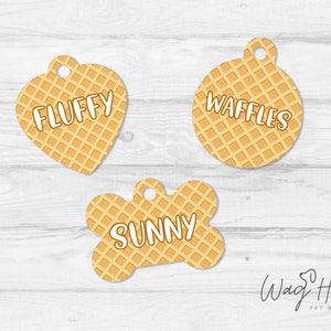 Waffle Pet Tag, Food Dog Tag, Dachshund Accessories, Waffles Cat Tag ...