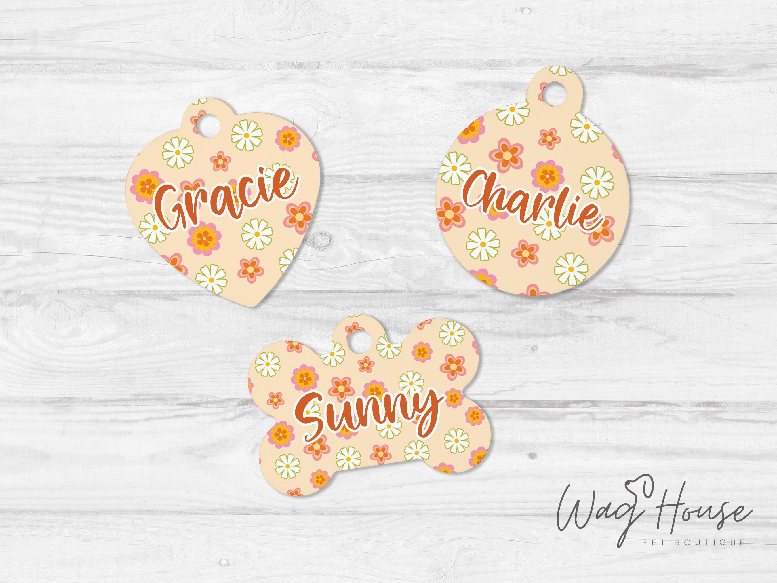 Boho Dog Tag Retro Dog Tag, Hippie Pet Tag, Hipster Dog Tag, Daisy ...