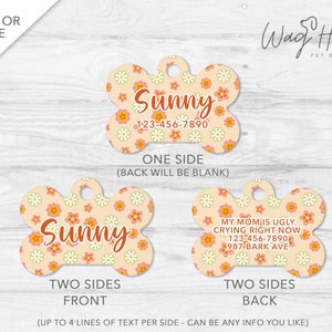 Boho Dog Tag Retro Dog Tag, Hippie Pet Tag, Hipster Dog Tag, Daisy ...