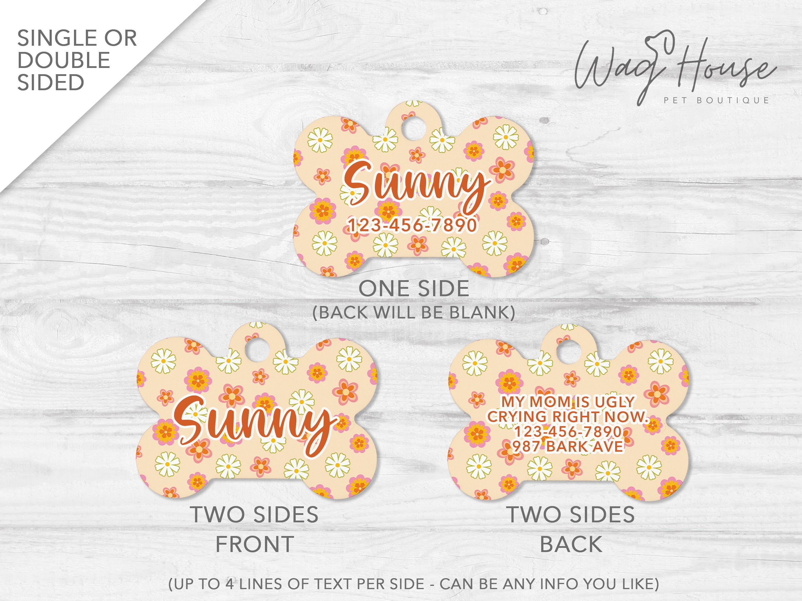 Boho Dog Tag Retro Dog Tag Hippie Pet Tag Hipster Dog Tag - Etsy