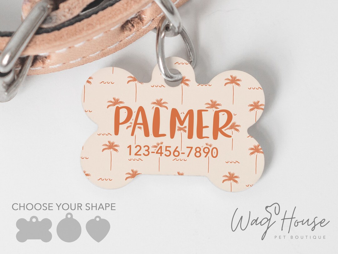 Palm Tree Dog Tag, Summer ID Tag, Summer Dog Tag Double Sided, Palmer ...