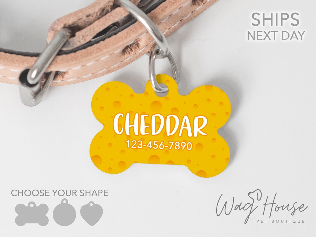 Cheese Dog Tag, Cheddar Pet ID Tag, Queso Dog Tag Double Sided, Food ...