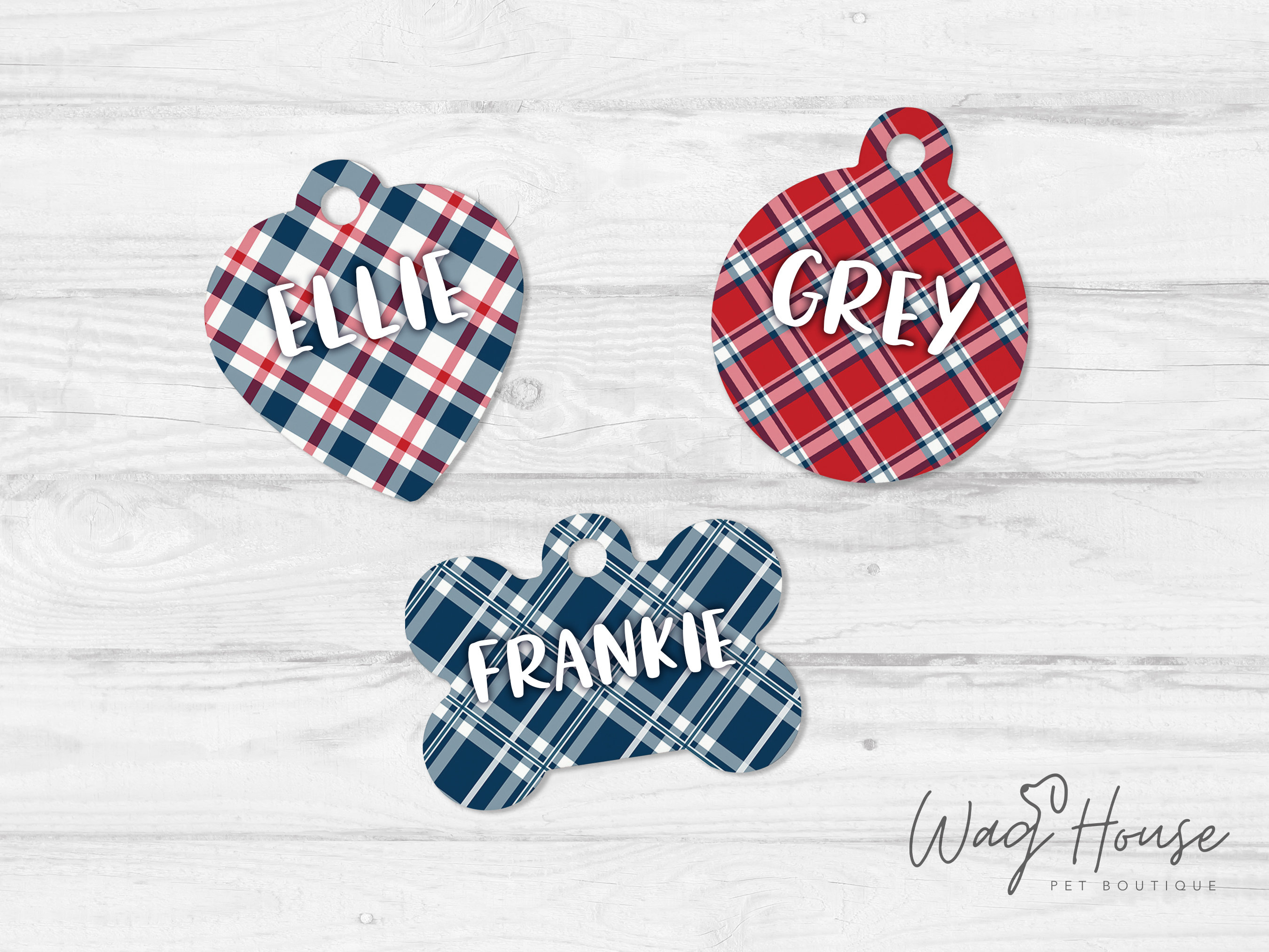 Custom Plaid Dog Tag | Preppy Plaid Pet ID Tag | Cat Collar Tag | Dog ...
