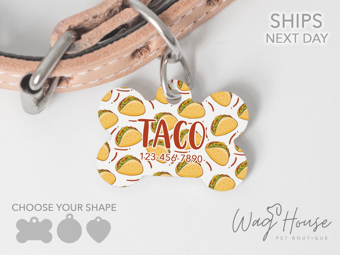 Taco Pet Tag Food Dog Tag Fiesta Dog Tag Custom Taco Cat - Etsy