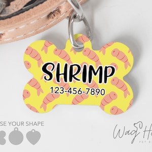 Shrimp Pet Tag, Food Dog Tag, Dachshund Accessories, Fish Cat Tag ...